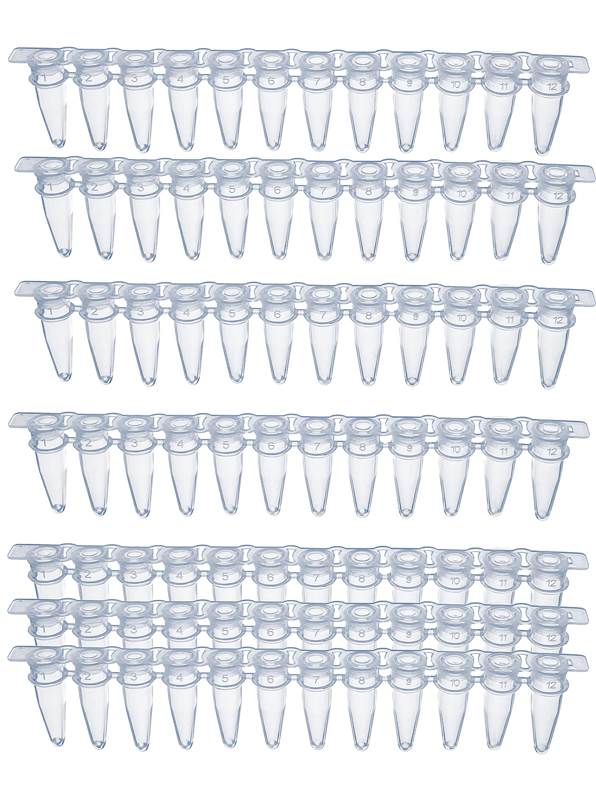 MUHWA 0.2ml PCR Tube with Thin Wall, Strip of 12 Tubes with cap, Flat Caps, 200 Strips