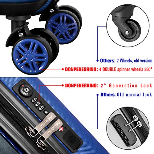 DON PEREGRINO Carry on Luggage 22x14x9 Airline Approved Suitcase with TSA Lock & USB Charger, Hardside Carry on Suitcase with 4 Double Wheels, 5.7lb Lightweight Maletas de Viaje