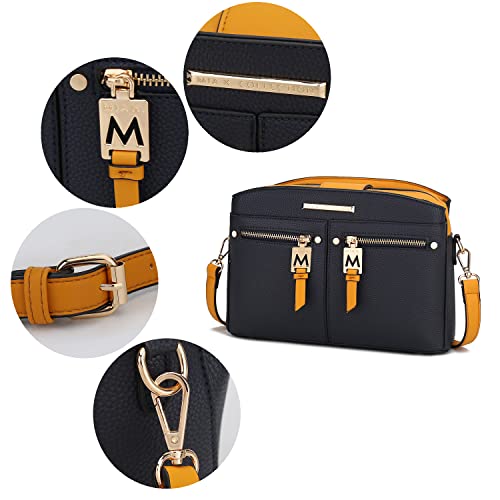 MKF Crossbody Bag for Women β PU Leather Pocketbook Handbag β Designer Side Messenger Purse, Shoulder Crossover Olive Green-Mustard
