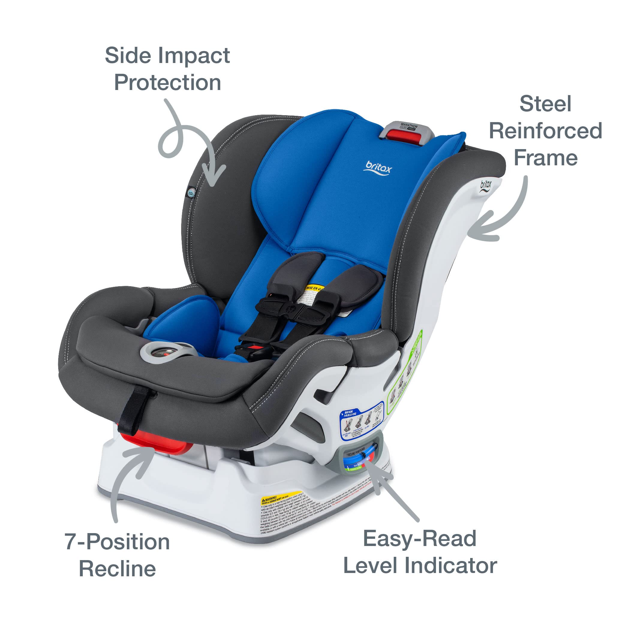 Britax Marathon ClickTight Convertible Car Seat, Dual Comfort Grey - Moisture Wicking & Ventilating Fabric [Amazon Exclusive]