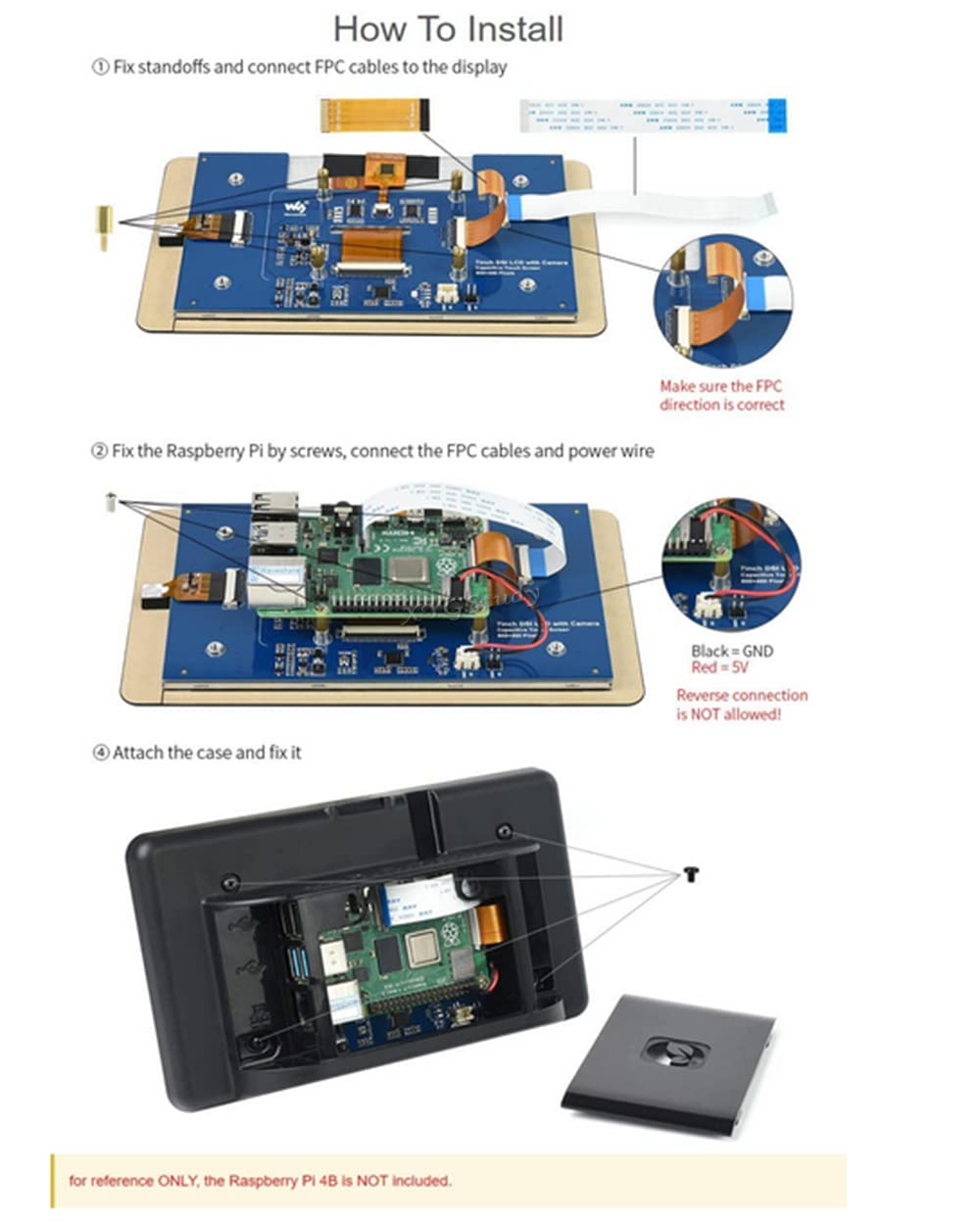 for Raspberry Pi 7inch Capacitive 800×480 Touch Display Screen with Protection Case 5MP Front Camera and DSI Interface for Raspberry Pi 4 Model B @XYGStudy (7inch DSI LCD (with cam and case))