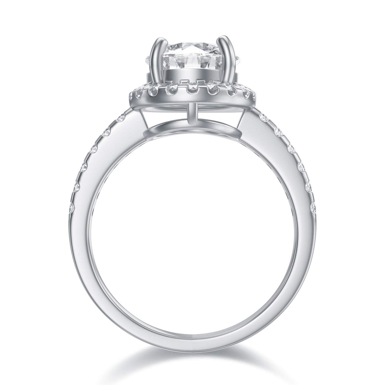 Blocaci 2 CT TW Round Cut Moissanite Engagement Ring for Women 14k White Gold Size 6.5
