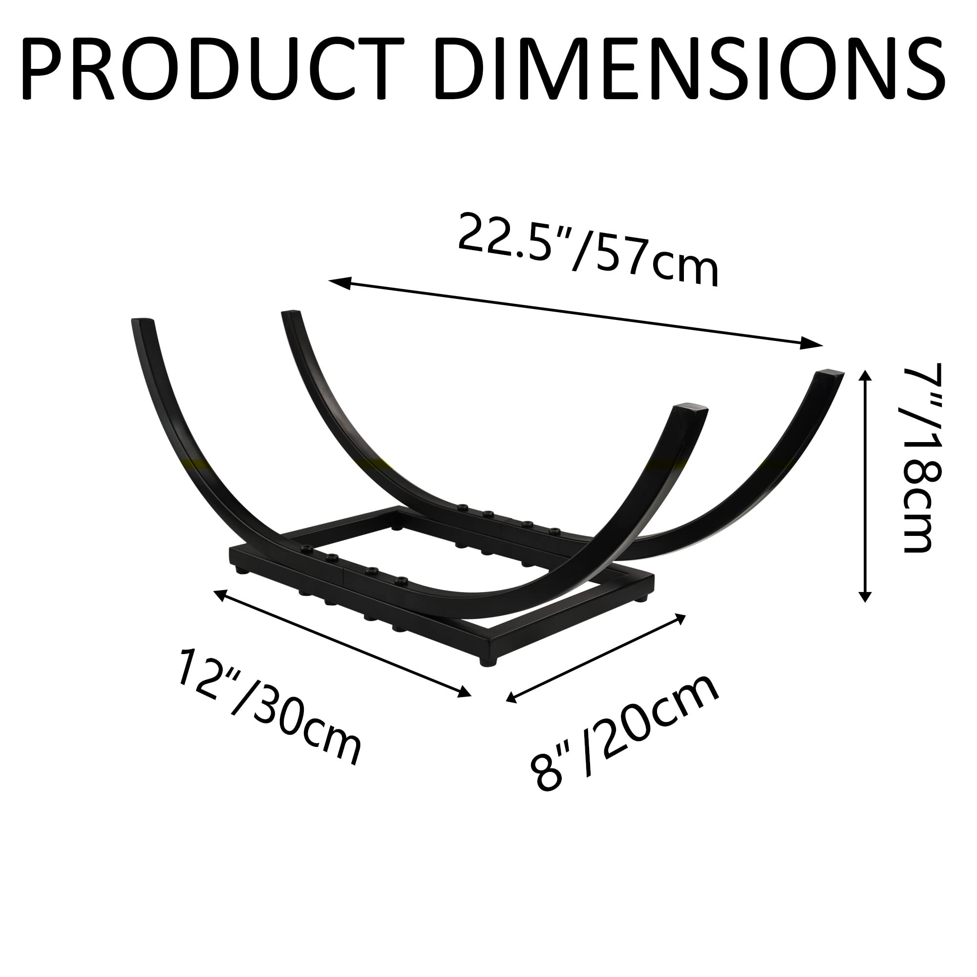 Curved Firewood Rack Holder: Heavy Duty Firewood Holder Indoor Outdoor for Firewood Storage - Fireplace Wood Rack Log Holder Black 22-Inch