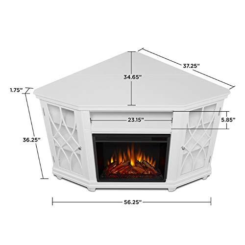 BOWERY HILL Modern Wood Corner Fireplace TV Stand for TVs up to 56" in White