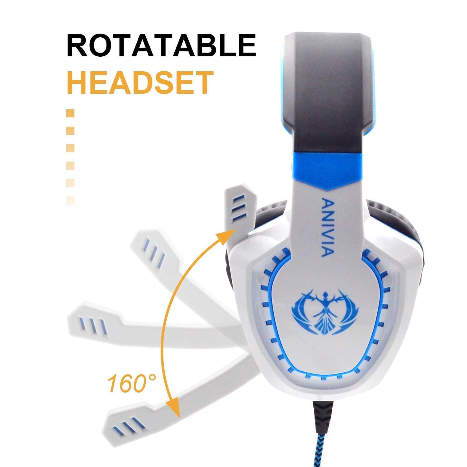 Anivia Over Ear Headphones Wired with Microphone - Stereo Surround Sound Headsets Gaming Headset with HD Mic, Bass, Noise Isolating, Volume-Control for Multi-Platforms