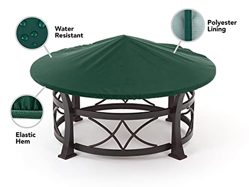Covermates Round Firepit Top Cover - Light Weight Material, Weather Resistant, Elastic Hem, Fire Pit Covers-Green