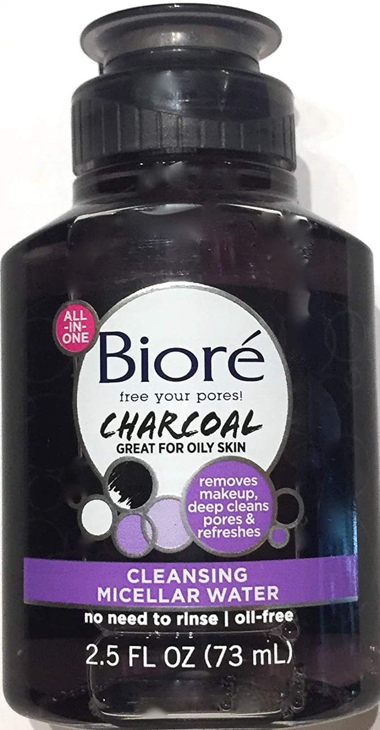 BIORE Charcoal Cleansing Micellar Water, Travel Size, 75 ml - For Oily Skin