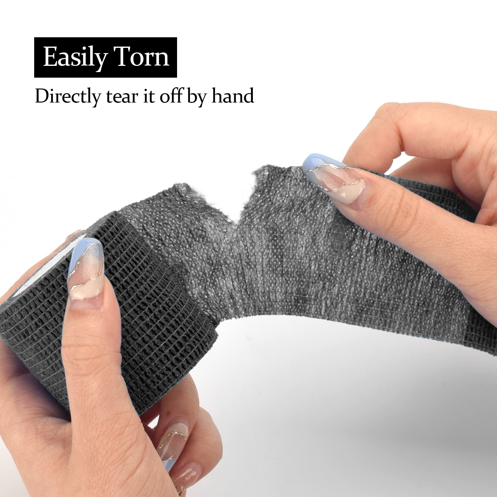 BAMTTOO 10 Pack Self Adhesive Bandage Wrap Black 2" X 5 Yards Black Athletic Tape Tattoo Grip Tape Wrap Ankle Tape Cohesive Bandage Wrap