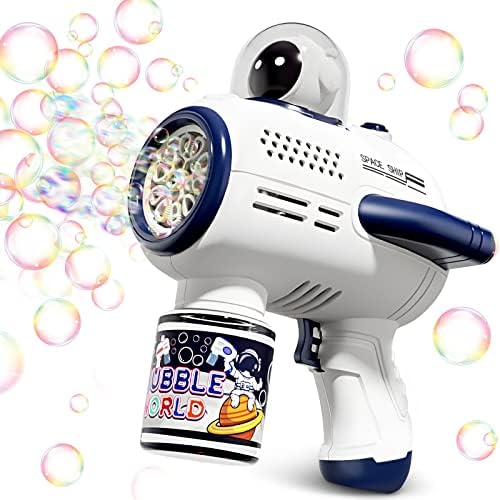 Bubble Machine Gun with Light Automatic Bubble Maker for Kids Toddle Ages Over 3 Years Birthday Gift with 1 Bubble Solution Bubble Blower for Party Space Bubble Machine Gun for Boys Girl Birthday Gift