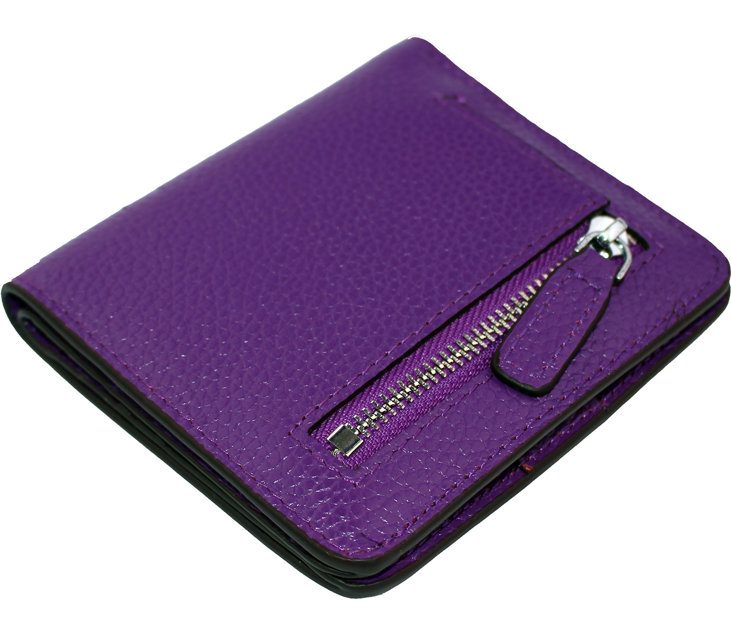 KELADEY Women's RFID Blocking Small Genuine Leather Wallet Ladies Mini Card Case Purse (Lavender Purple)