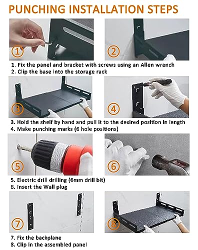 ECHLI retractable stainless steel wall rack, commercial storage rack, countertop multifunctional storage bracket, kitchen seasoning rack for electric oven microwave (13-26Black)