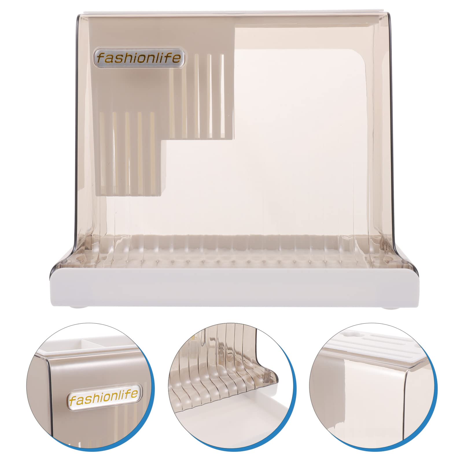 Cabilock Transparent Holder Magnetic Holder Plastic Tray Clear Tray Cutting Board Organizer Utensil Container Universal Block Spoon Holder Cutting Board Holder Stand White