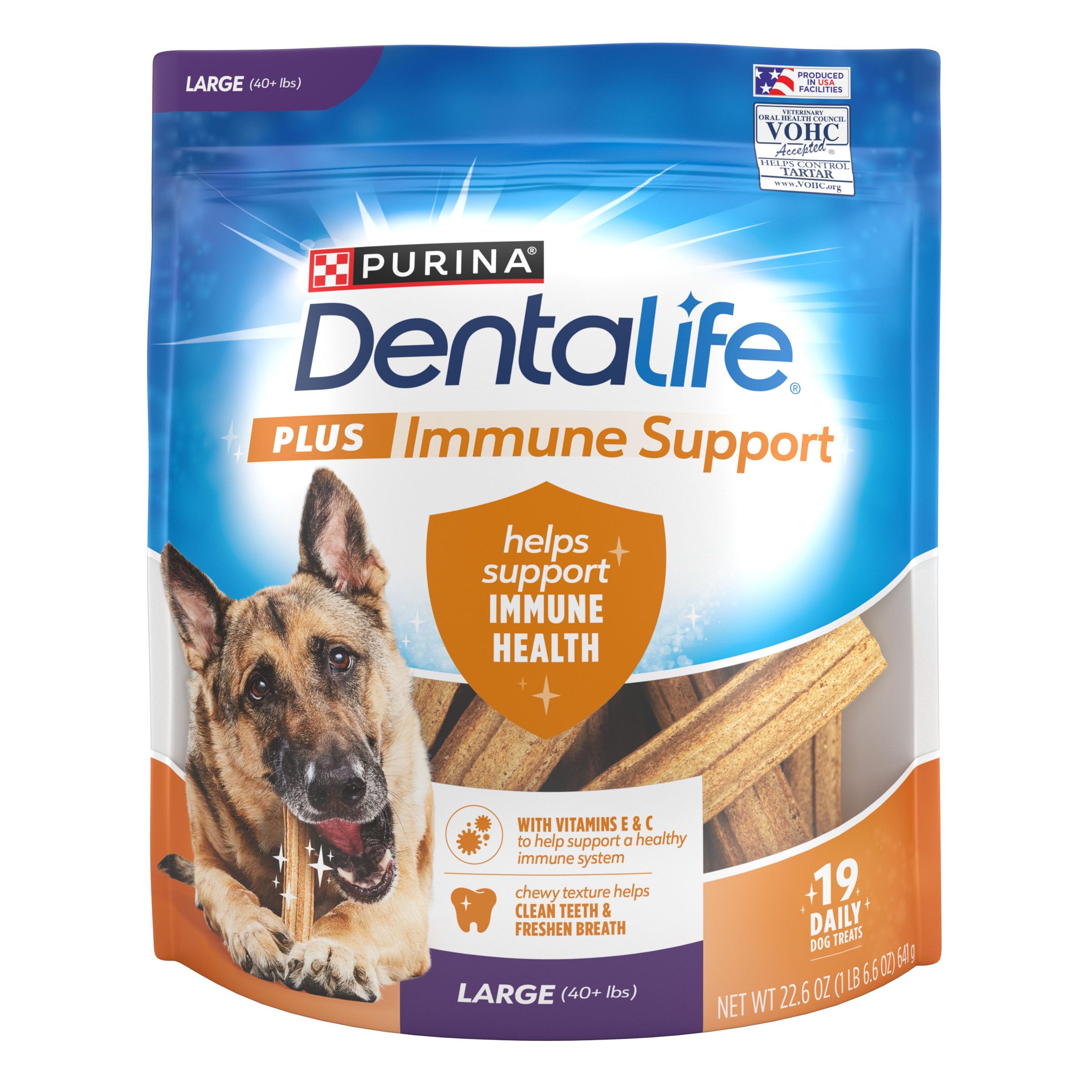 Dentalife Purina Plus Immune Support Chicken, Apple and Blueberry Flavor Large Dog Dental Chews