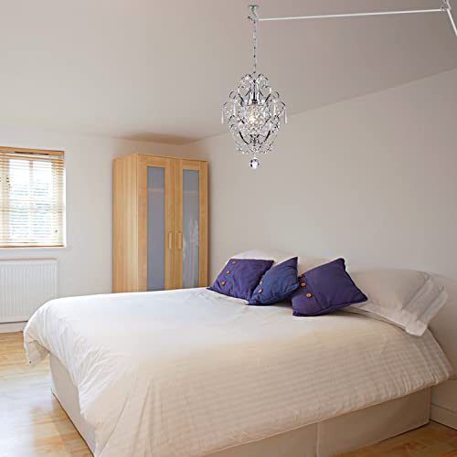 Plug in Pendant Lights with K9 Crystal,Hanging Lamp with 15Ft Clear Cord & On/Off Switch,Mini Chandelier for Closet Living Room Girls Room Bedroom Nursery