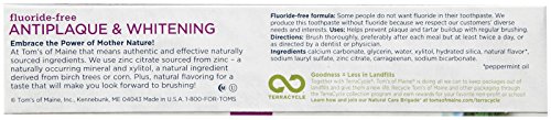Tom's of Maine Fluoride-Free Antiplaque & Whitening Natural Toothpaste, Fennel, 5.5 oz.