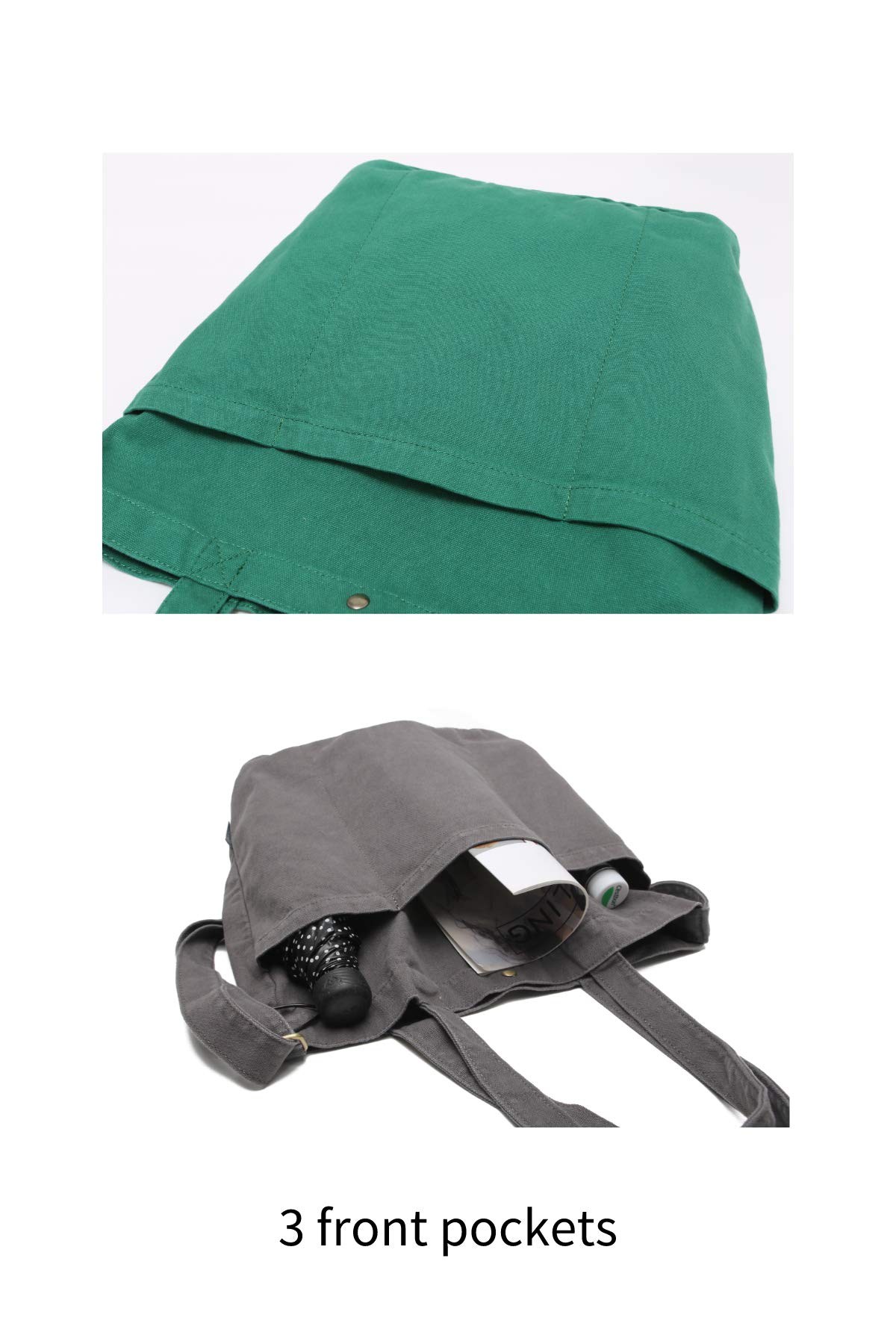 Jeelow Washed Canvas Tote Handbag Shoulder Bag Purse Crossbody With Pockets For Men & Women