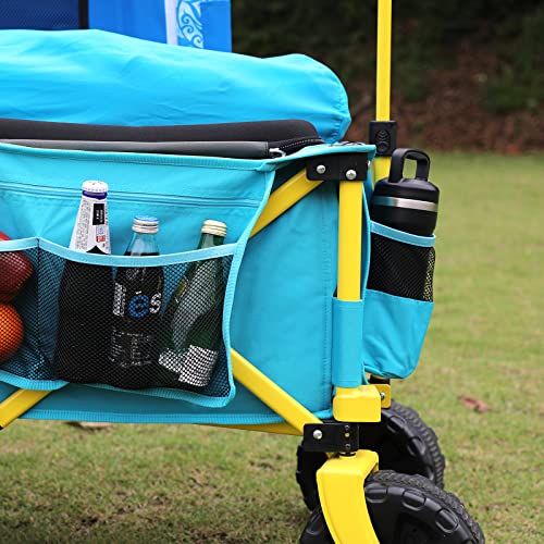 Beach Wagon Cart with Big Wheels, Collapsible Utility Wagon Heavy Duty Folding,Ideal for Outdoor Sand Camping Garden Pet by Old Bahama Bay