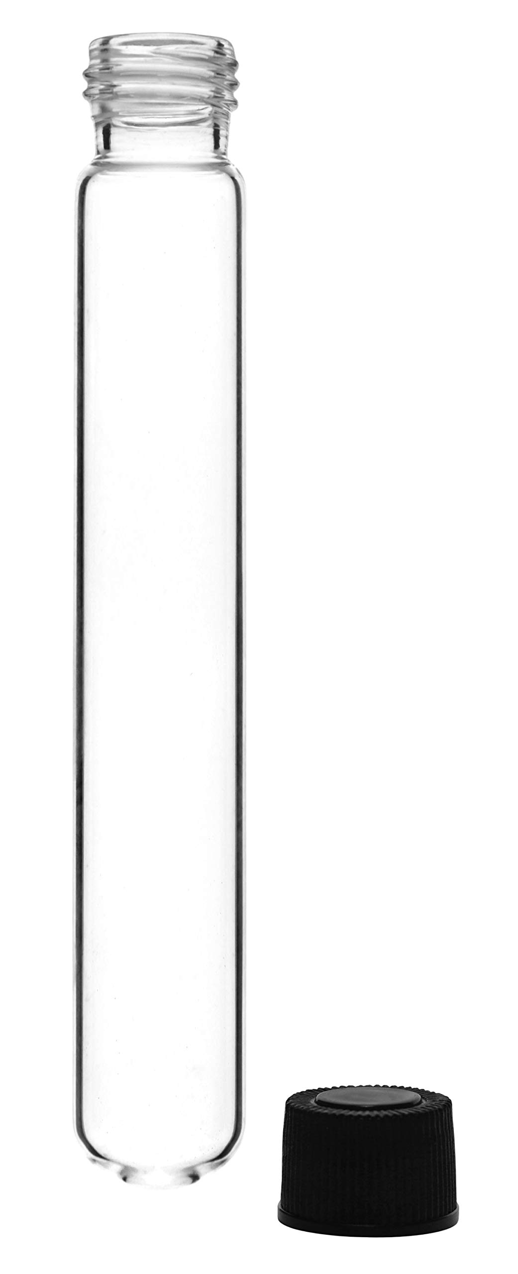 EISCO 12PK Test Tubes, 50ml - Bakelite Screw Cap with Rubber Liner - Borosilicate 3.3 Glass - 5.9" x 1" - Round Bottom - Leak Proof