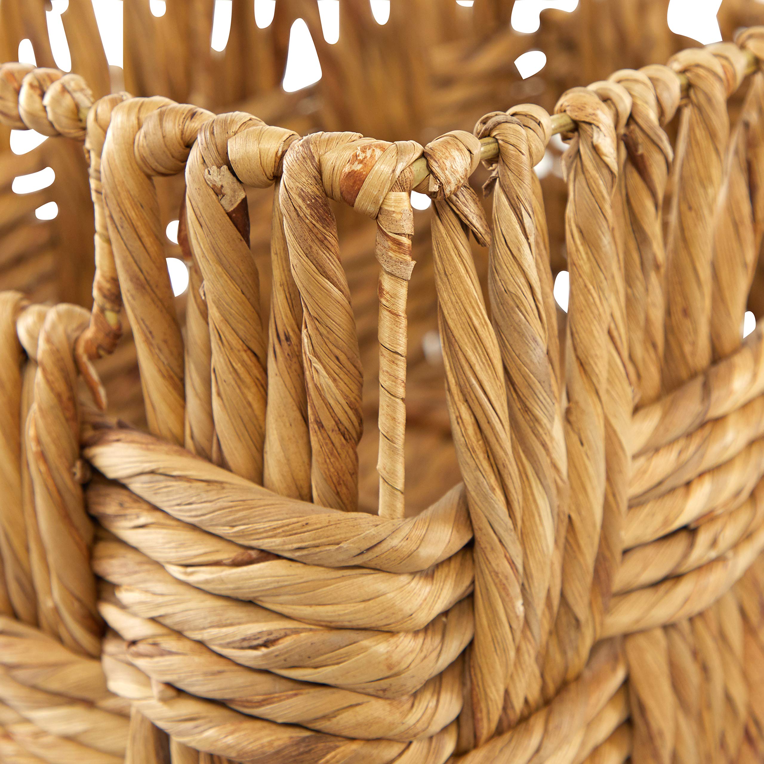 Deco 79 Jute Rope Handmade Decorative and Functional Storage Basket Woven Rectangular Basket Organizer with Slit Handles, Set of 2 Basket for Storage 16", 13"W, Brown