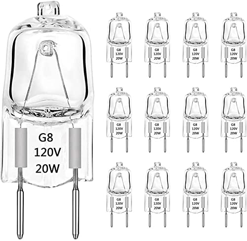 Anivona 10 Pack G8 Halogen Bulb 20W, Dimmable 120V G8 T4 JCD Bi-Pin Halogen Light Bulb, Warm White 3000K, 40mm (1.57") Length, Perfect for Under Cabinet Lighting, Kitchen Range Hood, Landscape Light