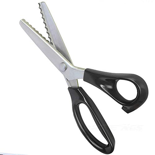 Fabric Pinking Shears Craft Scissors,Serrated Scalloped stainless Steel Handled Professional Sewing black Scissors, Scissors for Leather , Tailoring, Paper Crafts Hand shears etc. (Scalloped10mm)