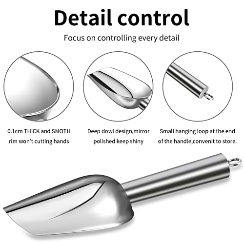 Metal Ice Scoop 5 Oz, 4 Pcak Stainless Steel Utility Scoop, Kitchen Ice Scooper for Ice Maker, Dishwasher Safe Kitchen Scoop for Weddings/Bar/Ice Bucket/Kitchen/Popcorn, Small Food Scoops