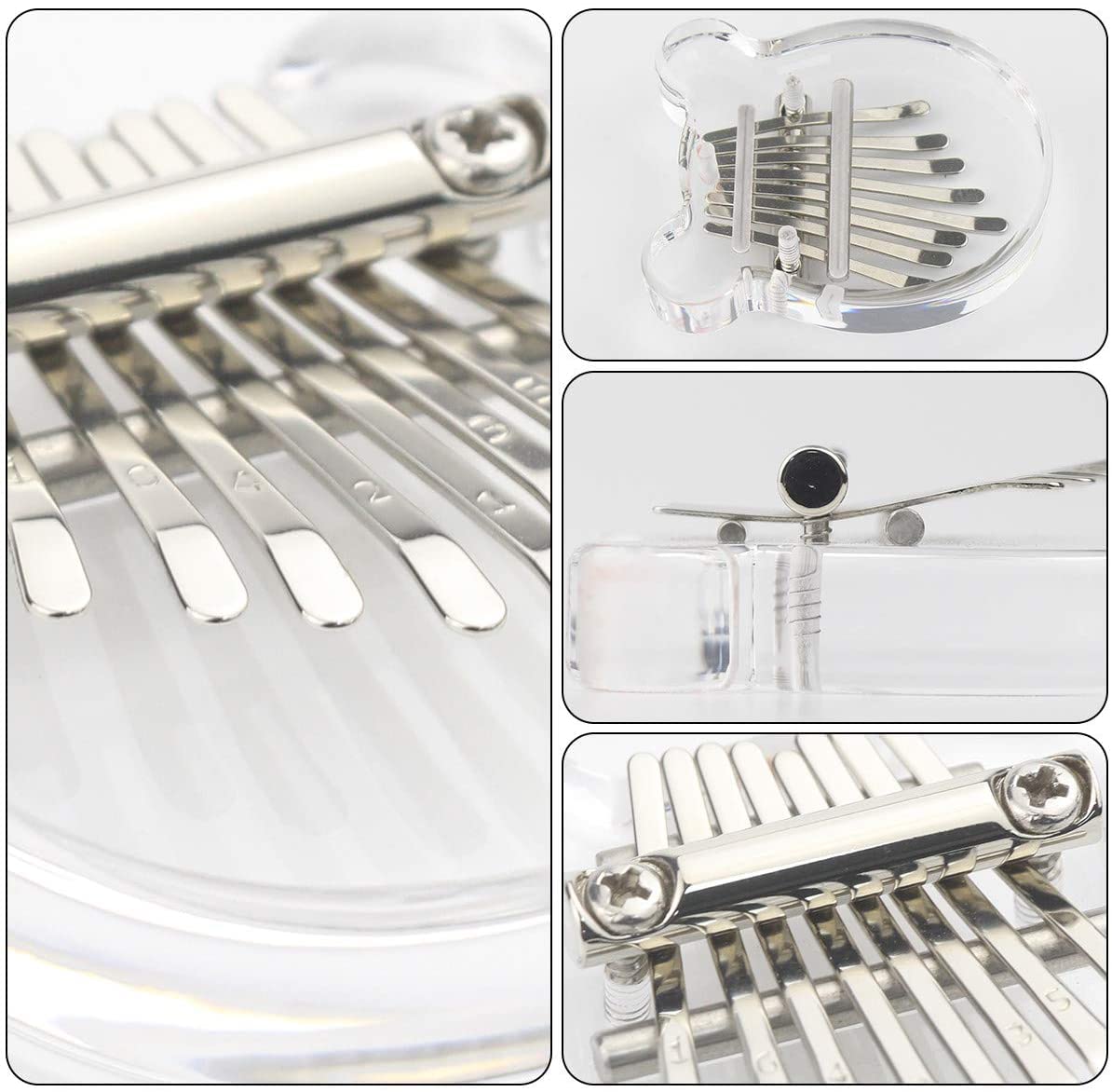 SonicoTech Mini Kalimba Mini Thumb Piano 8 Keys Finger Piano Marimbas Hand Piano Cute Kalimba with Lanyard Keychain Special Lovely Gifts (Crystal bear) Visit Store for Bundle Sales