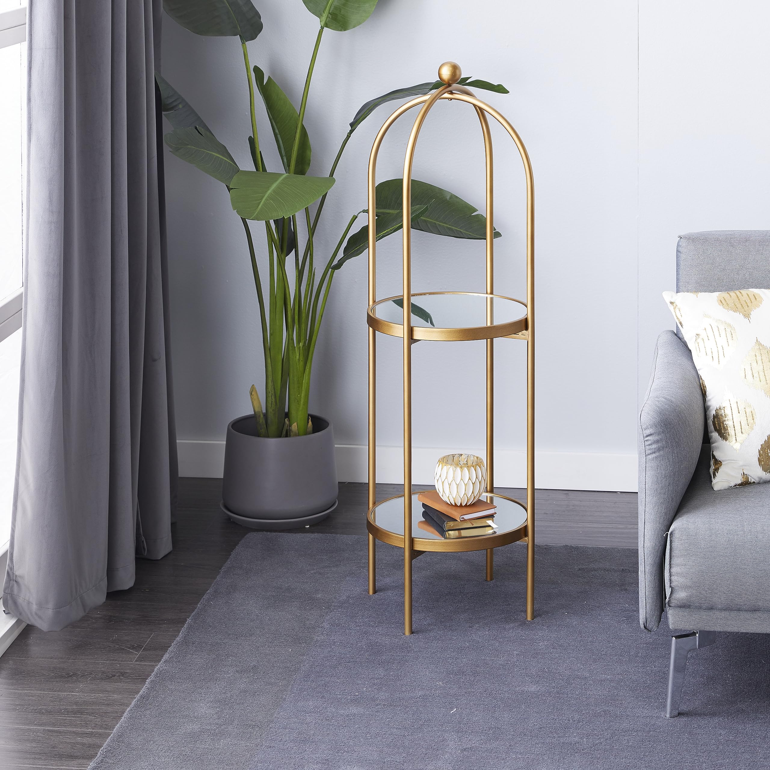 Deco 79 Metal Solid Shelving Unit, 16" x 18" x 46", Gold