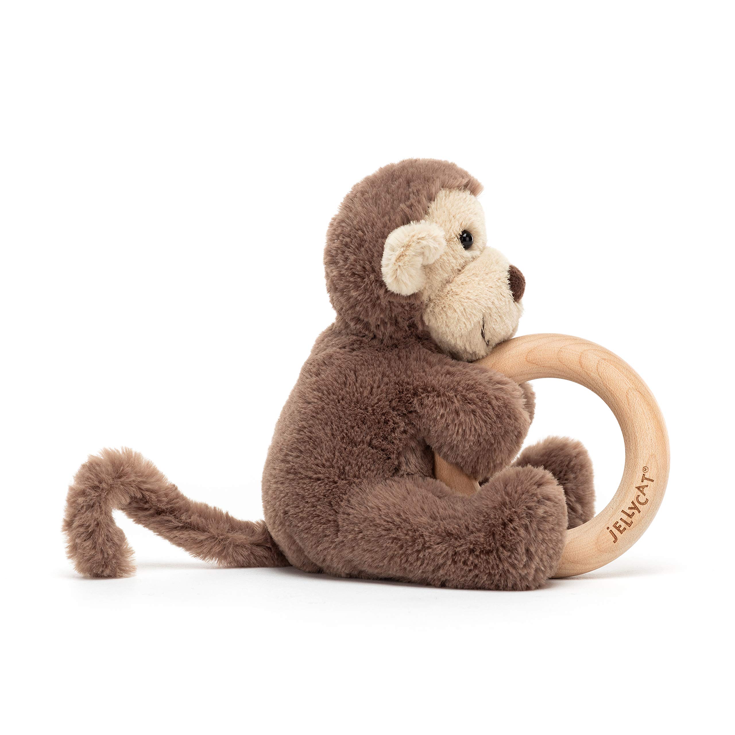 Jellycat Bashful Monkey Wooden Ring Baby Rattle Teething Toy