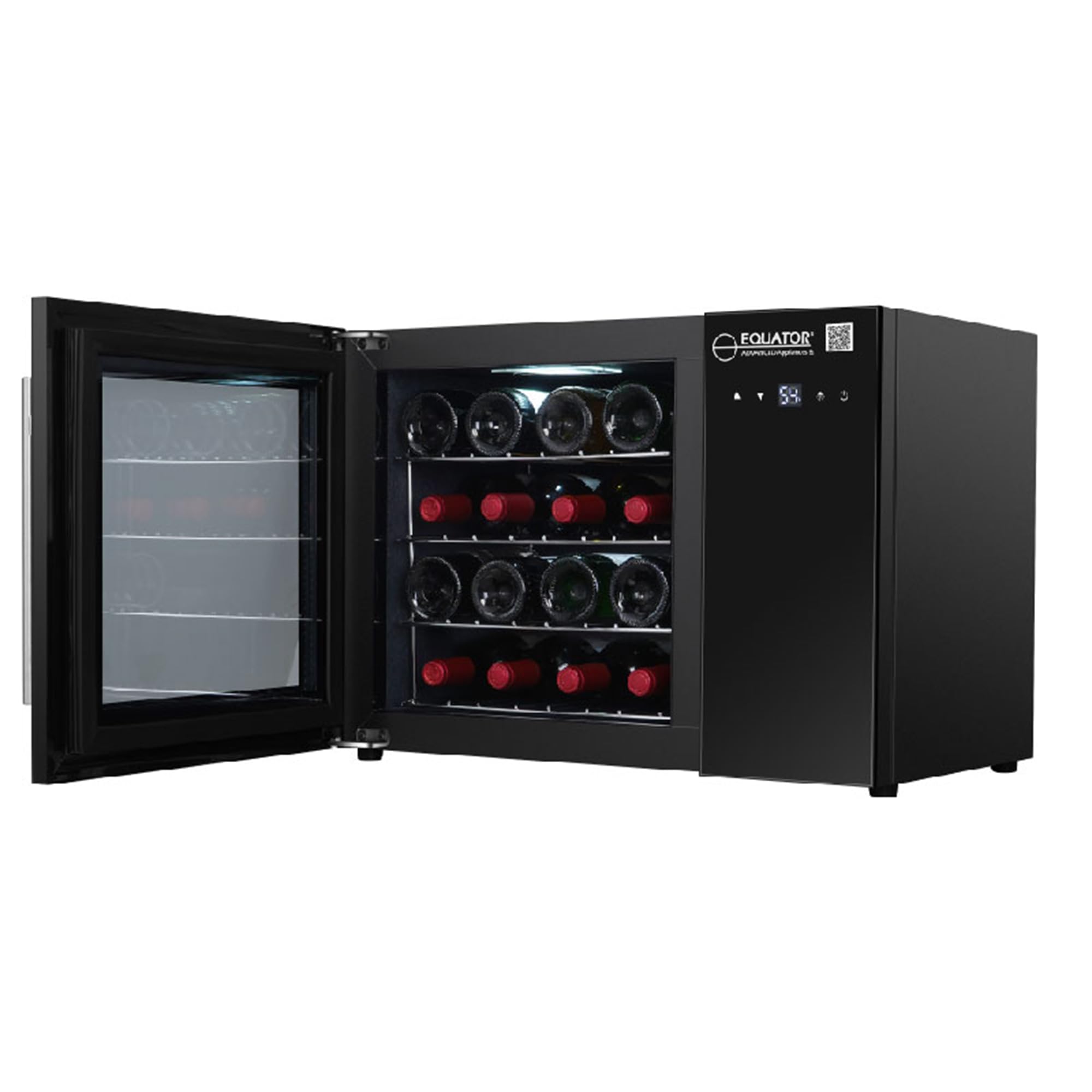 Equator 16 Bottle Wine Refrigerator, Single-Zone, Freestanding/Built-in, Anti-UV Glass Door, Temp Range 41°F-71.6°F, Touchpad Controls, Auto Defrost, 110V