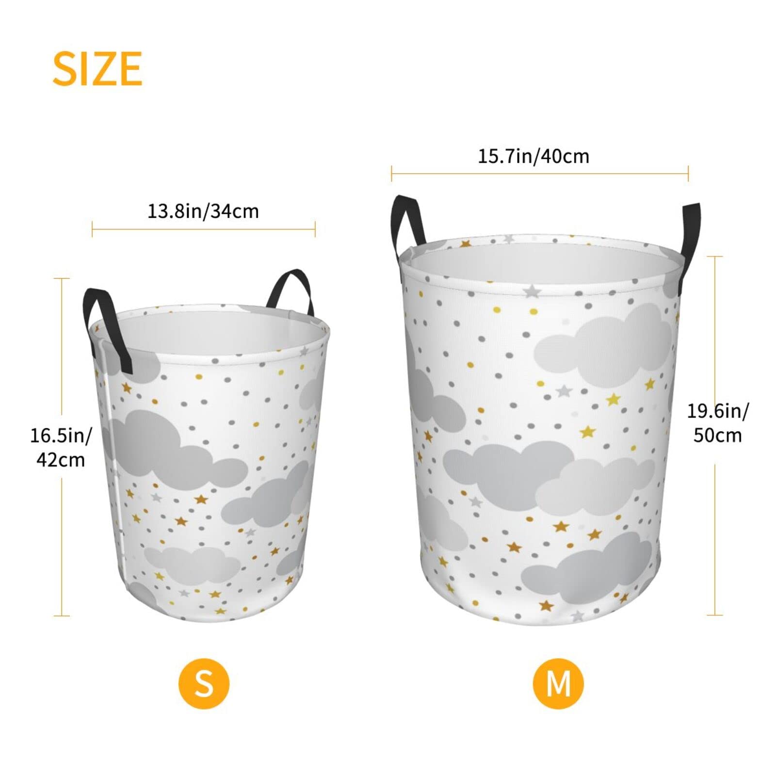 Foruidea Clouds Dreamy Sky With Dots And Stars Laundry Basket,Laundry Hamper,Collapsible Storage Bin,Oxford Fabric Clothes Baskets,Nursery Hamper For Home,Office,Dorm,Gift Basket