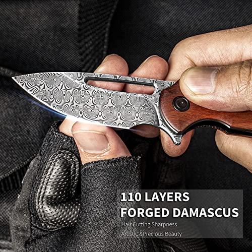 CIVIVI Odium Damascus Blade Bundled Button Lock Cogent, Great EDC Knife Companion
