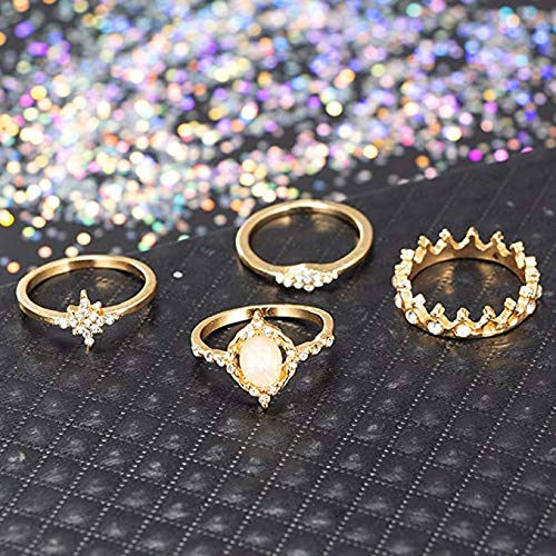 BERYUAN Women Rings Set Knuckle Rings Gold Stacking Rings for Teen Girls Rings Size 4 5 6 7 8(13pcs)
