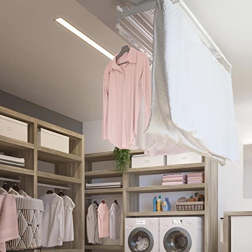 foxydry Air, Wall and Ceiling Clothesline, Electrical Drying Rack, with Remote Control in Aluminium and Steel (Ceiling Mounted, 120)