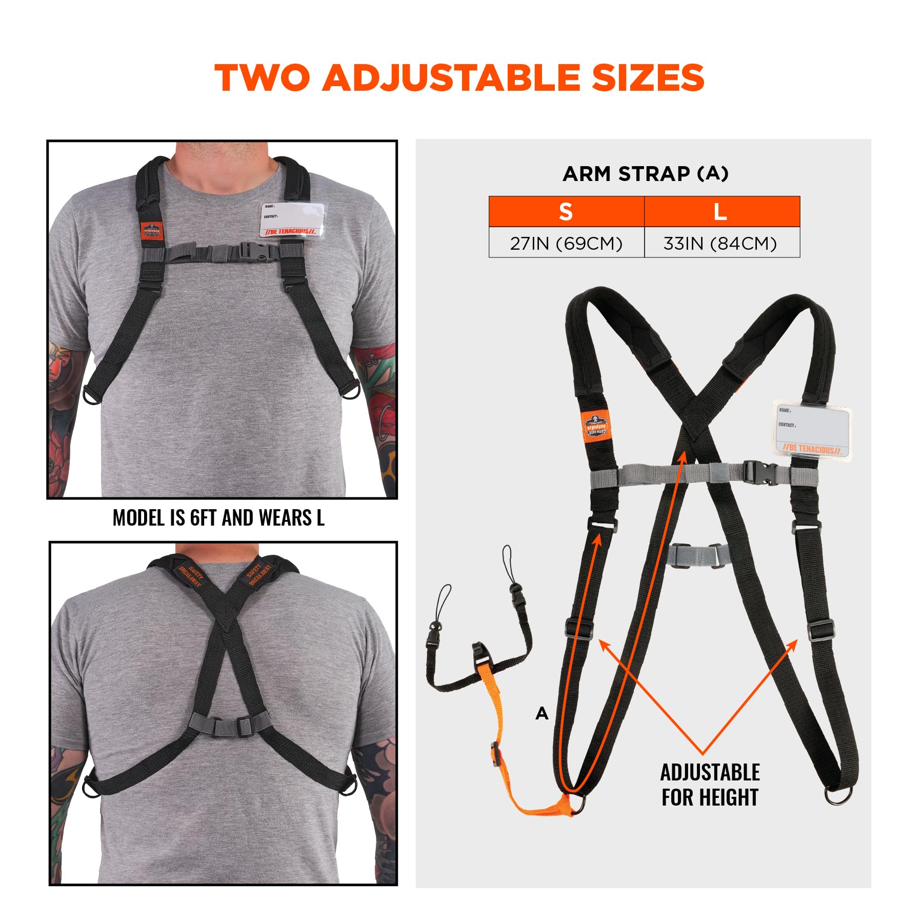 Ergodyne Squids 3138 Barcode Scanner Padded Harness, Tethering Lanyard for Bar Code Scanners, Breakaway Design Large