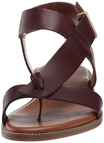 Franco Sarto Womens Glenni Ankle Strap Flat Sandals, Dark Brown, 8.5