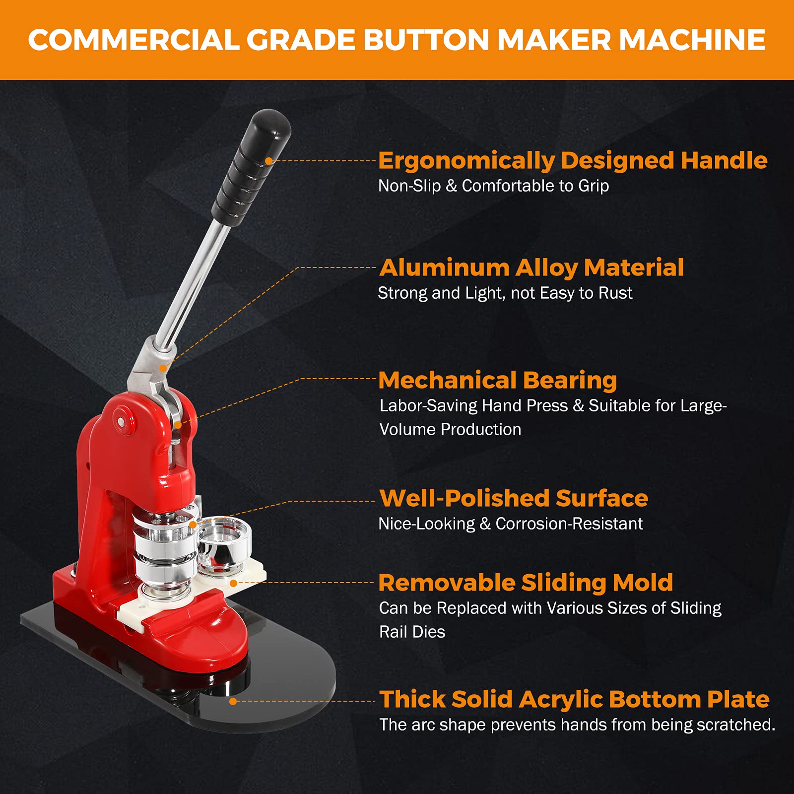 BEAMNOVA Button Maker Machine DIY Round Pin Maker Kit, 32mm / 1.26 in (About 1-1/4 Inch) Badge Press Machine with 1000 Button Blanks Parts Supplies