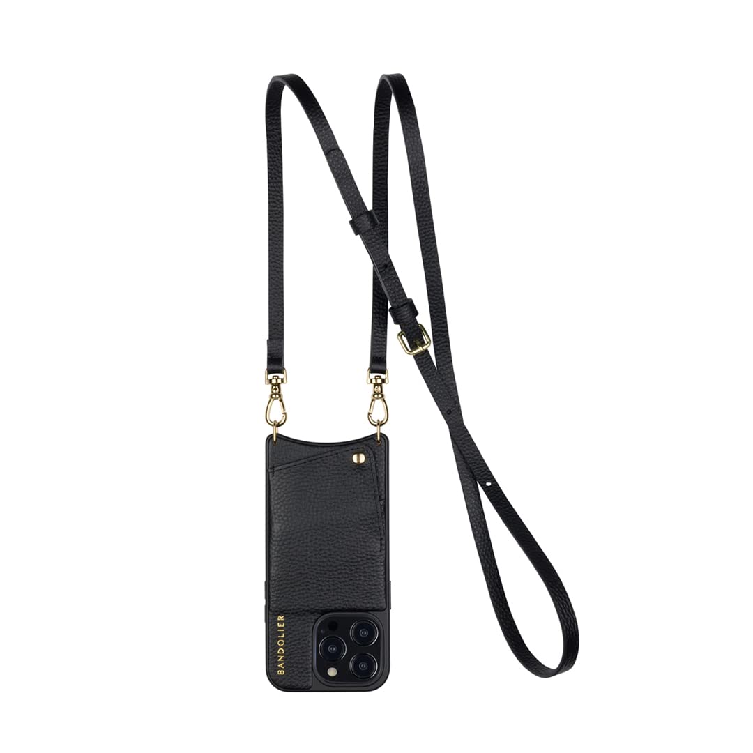 Bandolier Emma Crossbody and Expanded Zip Pouch Set - for iPhone 14 Pro - Black/Gold