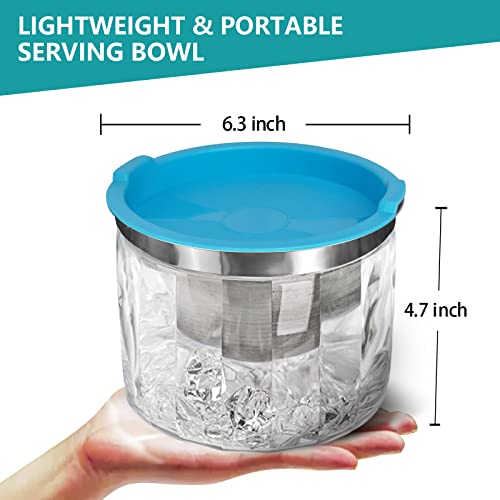 INNOVATIVE LIFE Ice Chilled Dip Bowl 2Pack, 25oz Stainless Steel Serving Bowl with Acrylic Base, Iced Salad Bowl for Fruit, Sauces, Dressing