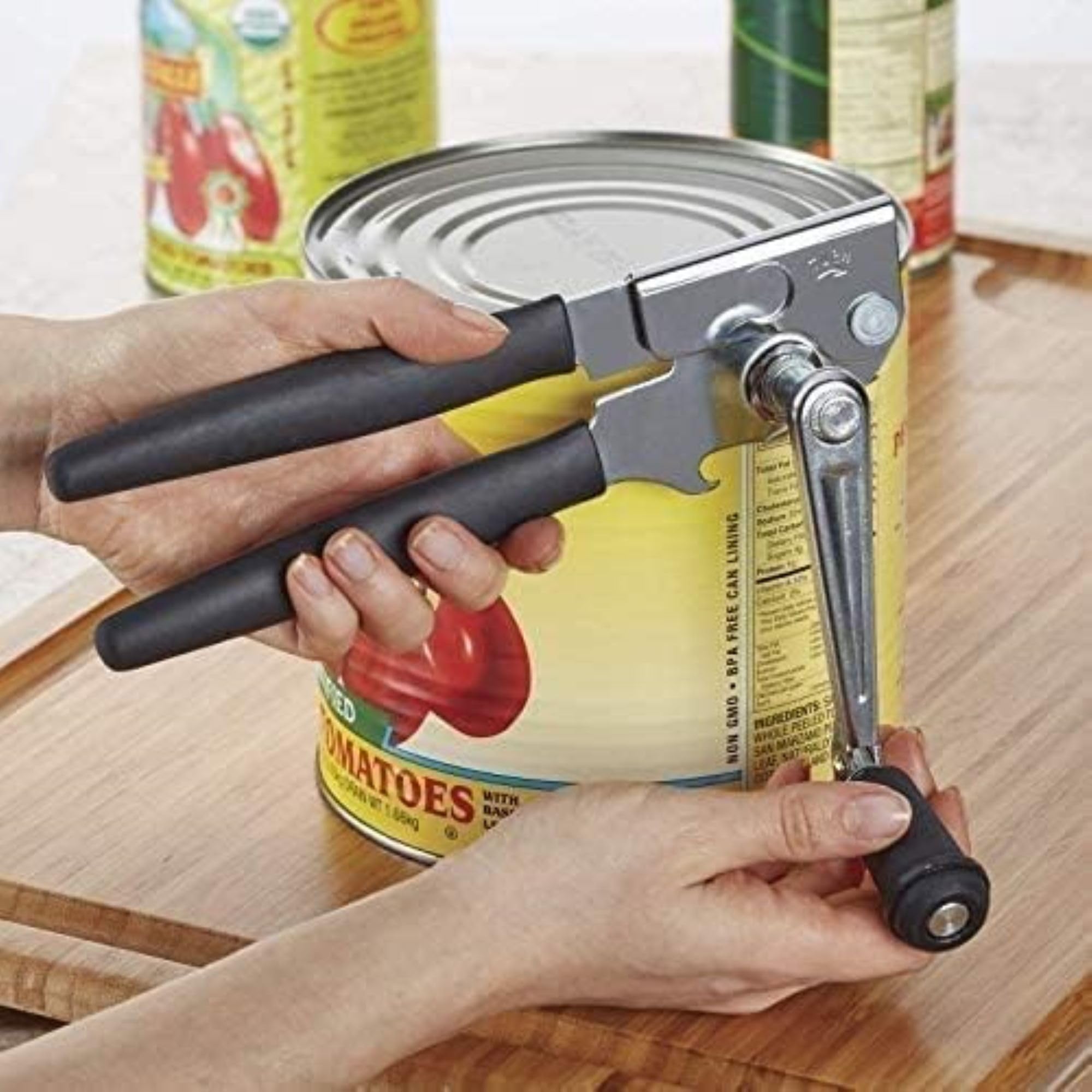 Blue Bayt Commercial Can Opener Heavy Duty - Easy to Use with Comfortable Easy Crank Handle - Swing Grip Design - Hand Can Opener Manual - Ergonomic Design - Includes Built in Bottle Opener