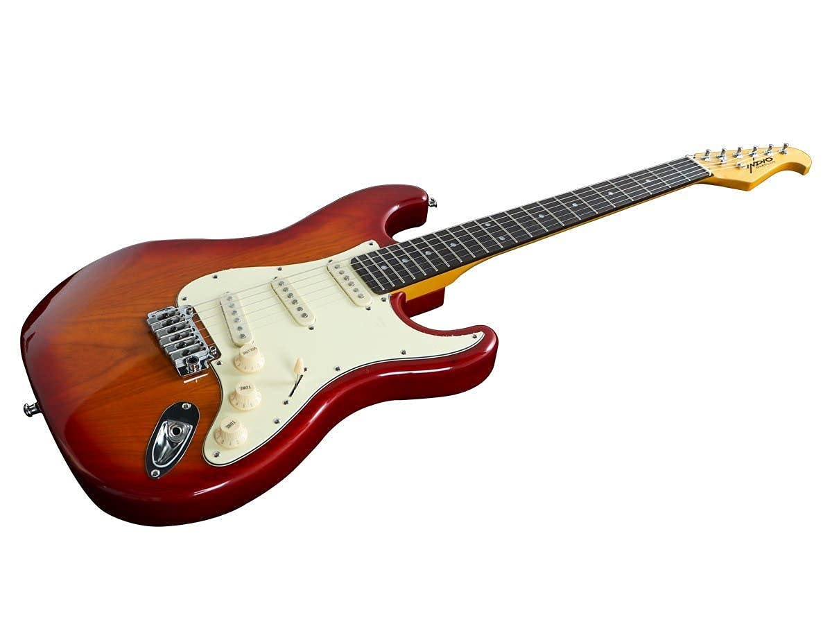 Monoprice Indio Series 6 String Solid-Body Electric Guitar, Right, Cherry Red Burst (610192)
