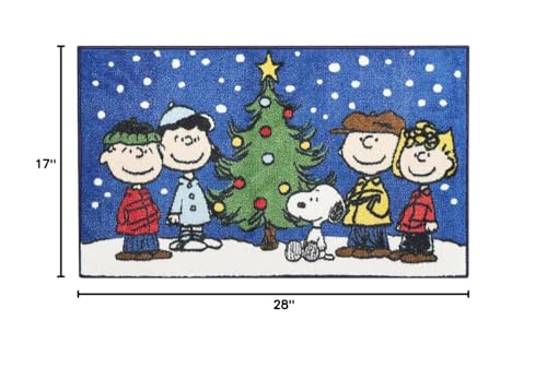 Nourison Peanuts Characters Accent Rug, Holiday Caroling Around the Tree, Area Rug, 18 x 30 Inches