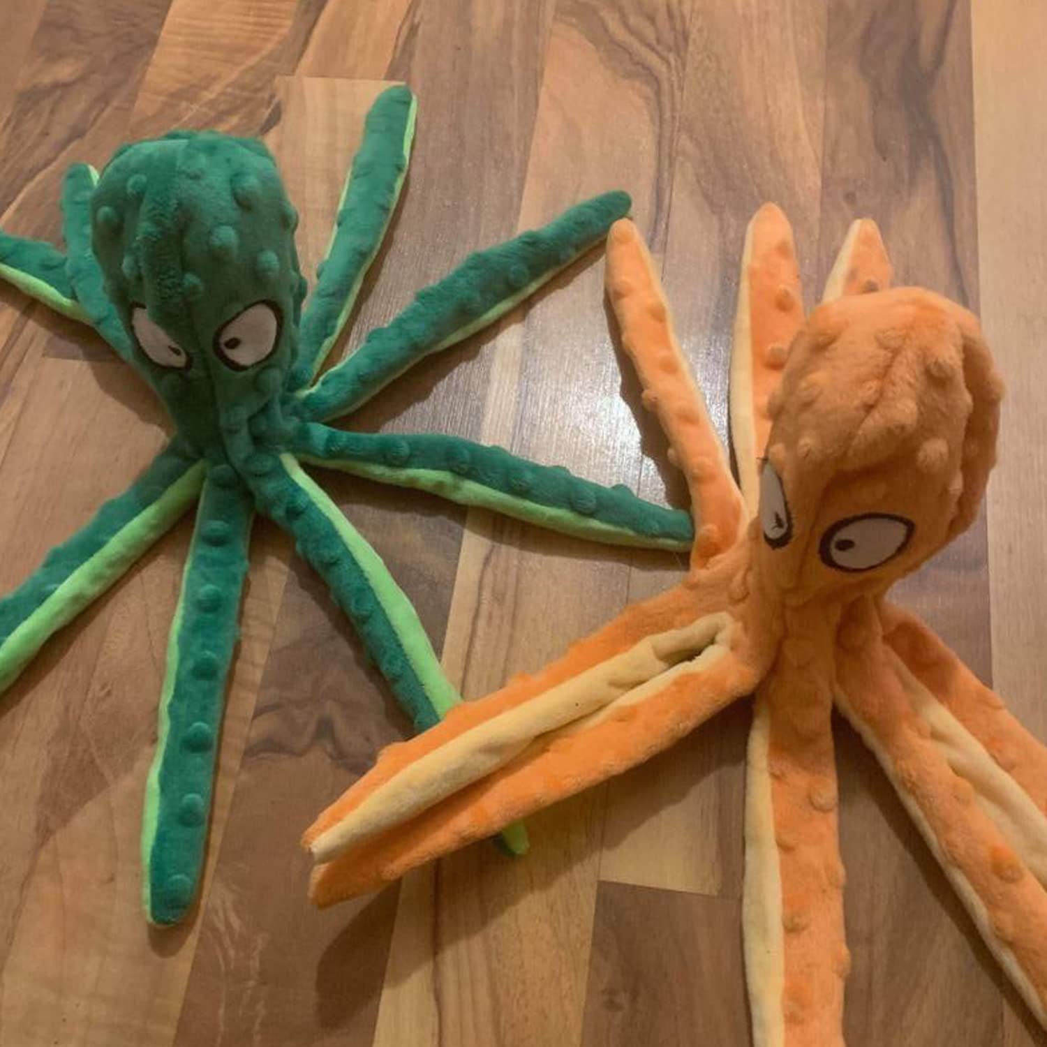 PLEACCOM Dog Squeaky Toys Octopus, No Stuffing Crinkle Plush Dog Toys for Puppy Teething, Durable Interactive Dog Chew Toys for Small to Medium Dogs Training and Reduce Boredom (2 Pack)