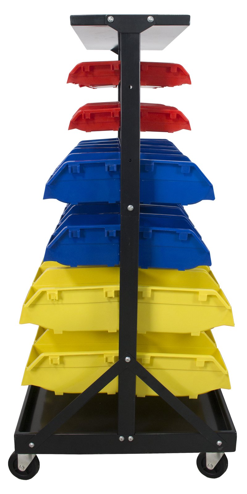 Erie Tools TLPB04 60 Parts Bin Storage Shelving with Locking Wheels for Shop Garage or Home Storage
