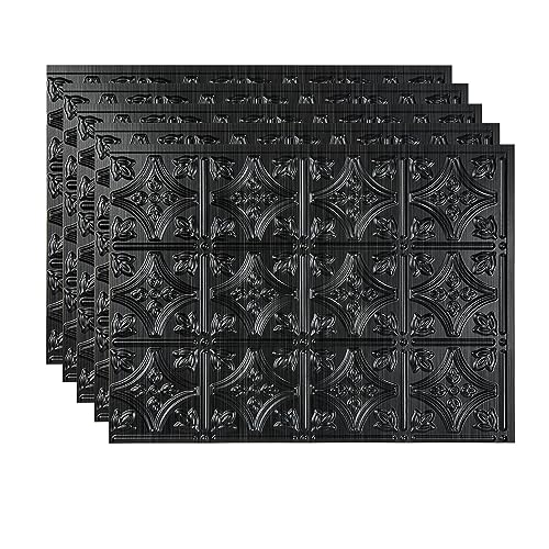 FASΓDE Traditional Style/Pattern 1 Decorative Vinyl 18in x 24in Backsplash Panel in Brushed Onyx (5 Pack)