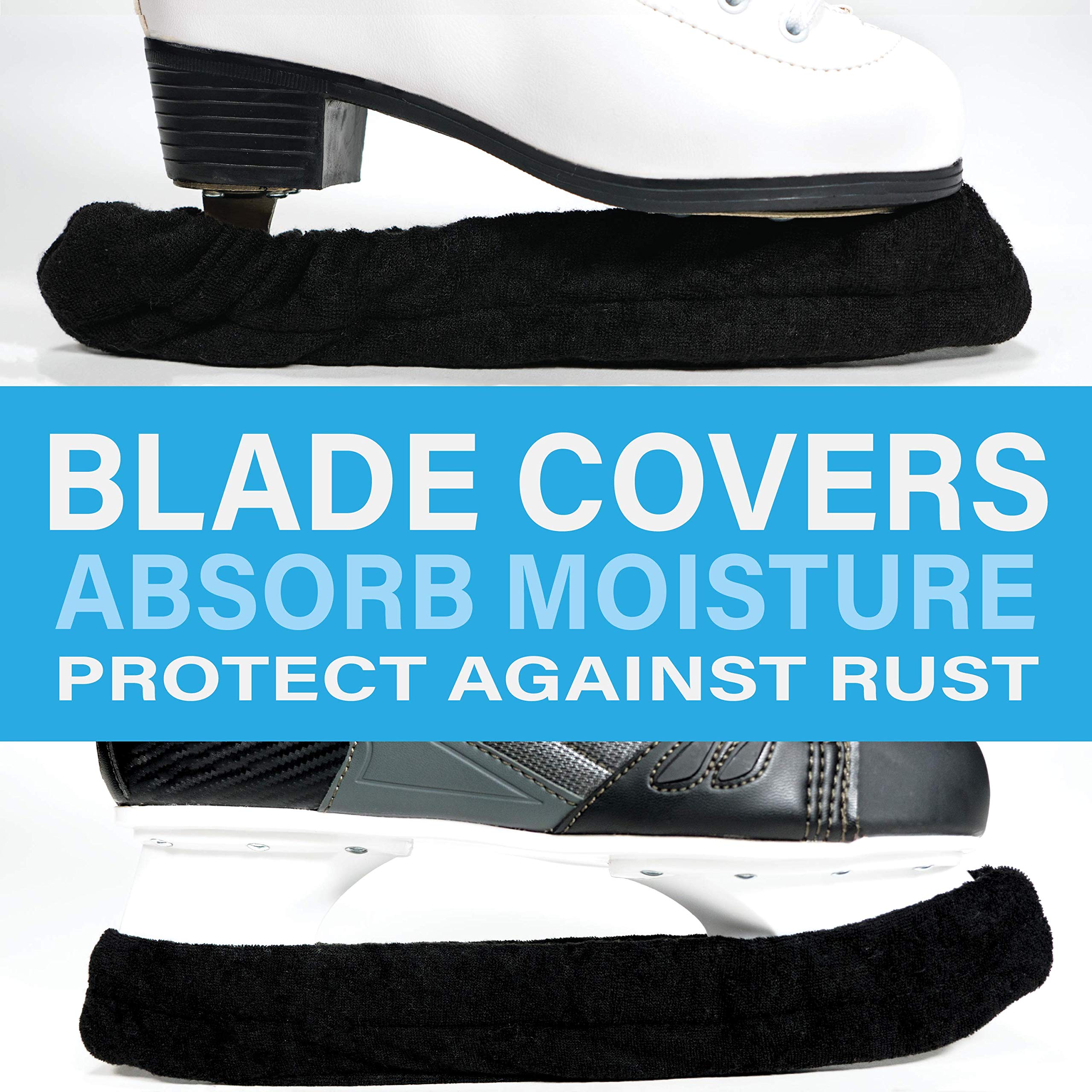Athletico Ice Skate Bag + Large Skate Blade Cover - Bundle Includes Skate Bag for Ice Skates, Figure Skates, or Hockey Skates and Blade Cover to Protect Blades (Black) (Black, Large)
