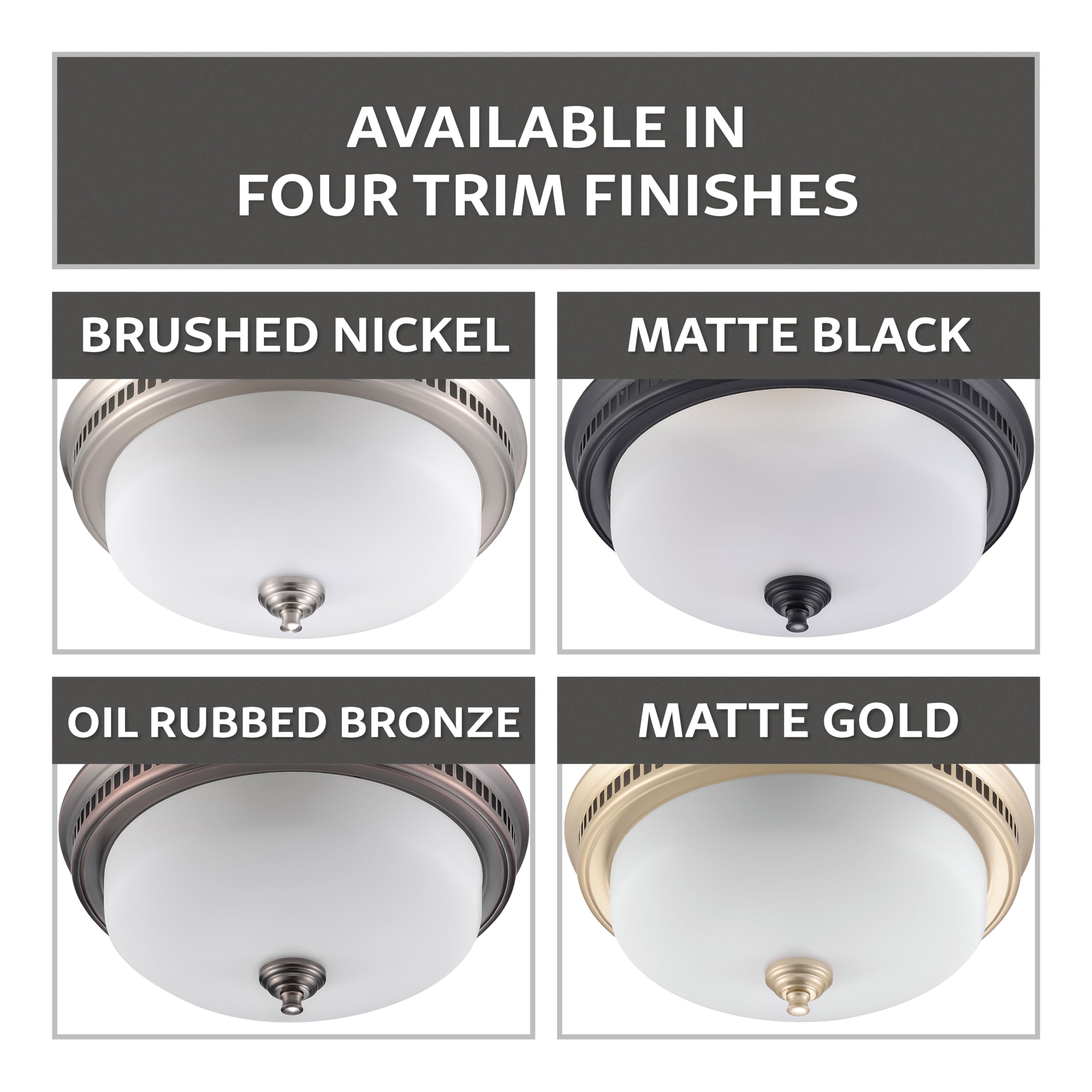 Decorative Round Matte Black 110CFM Bath Fan w/Integrated LED Light and Glass Globe