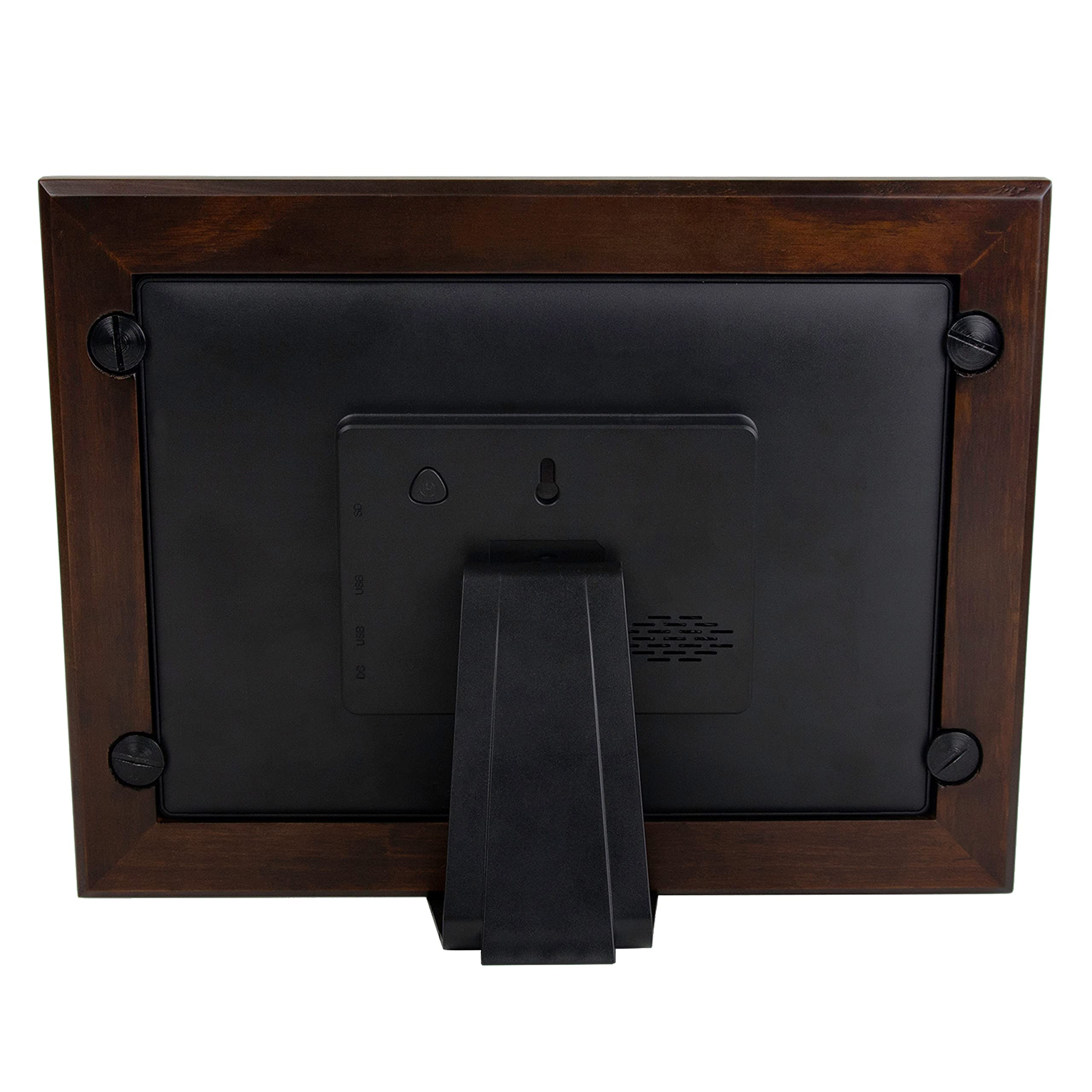 Brookstone PhotoShare 10.1” Smart Digital Picture Frame, Send Pics from Phone to Frames, WiFi, 8 GB, Holds 5,000+ Pics, HD Touchscreen, Premium Espresso Wood, Easy Setup, No Fees