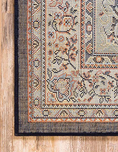 Unique Loom Reza Collection Traditional Persian Style Area Rug, 6 x 9 ft, Navy Blue/Ivory