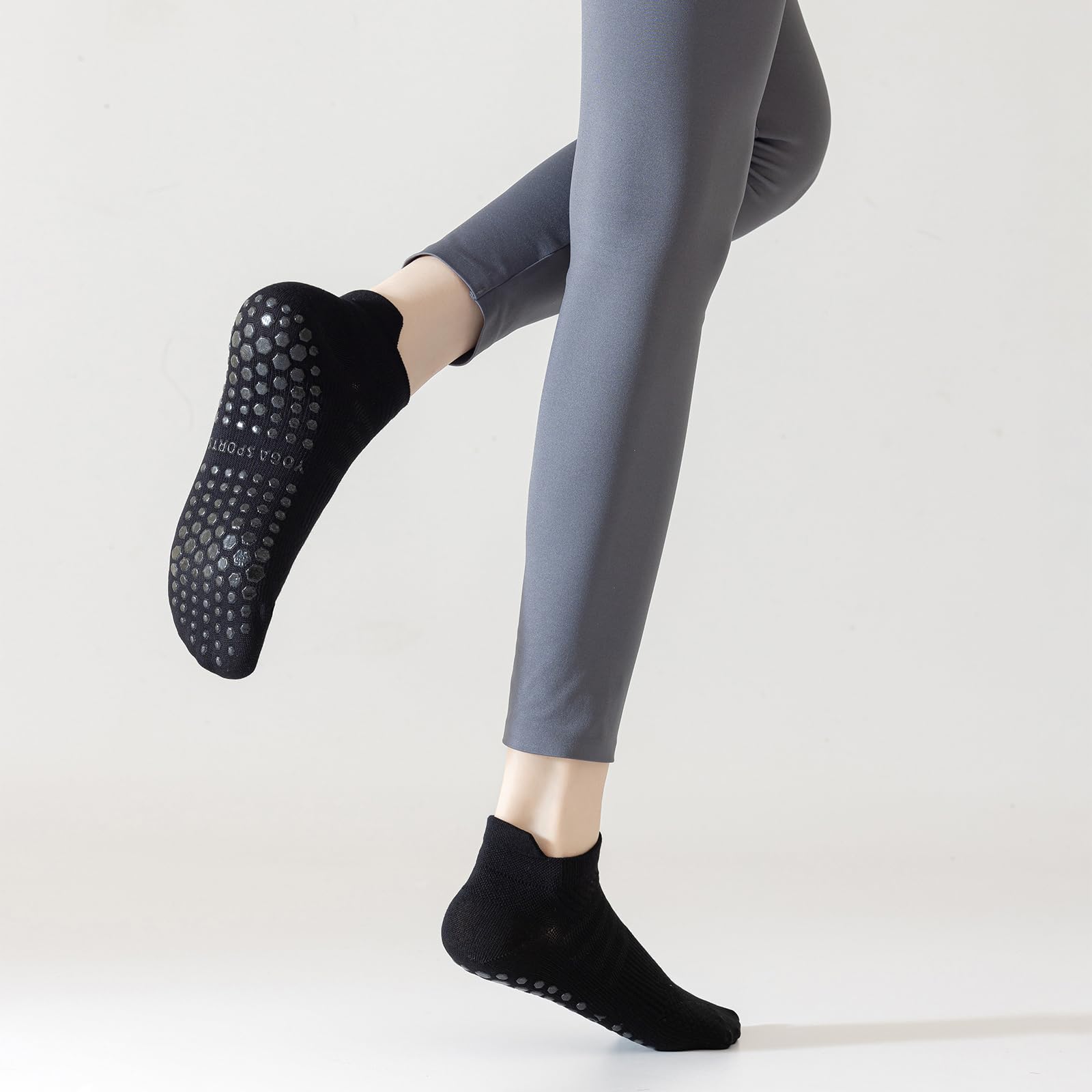 BIVOLU Non Slip Yoga Socks for Women Pilates,Barre,Workout,Dance Mesh Lace Anti-Skid Socks 3 Pack